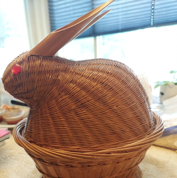 Accents | Vintage Woven Wicker Rattan Rabbit Basket Bamboo Ears 6s ...